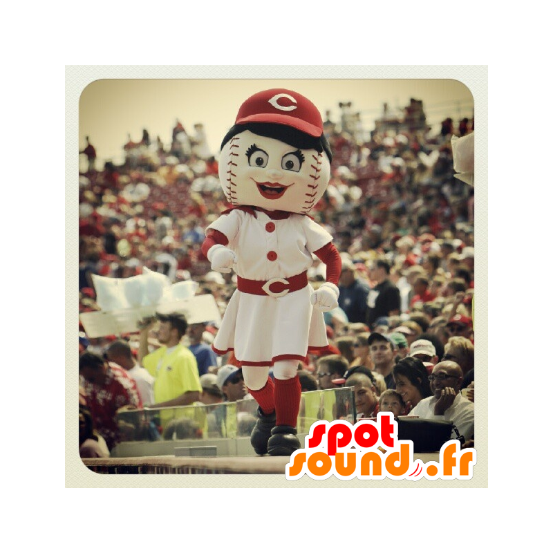 Purchase Girl mascot with a baseball-shaped head in Mascots child