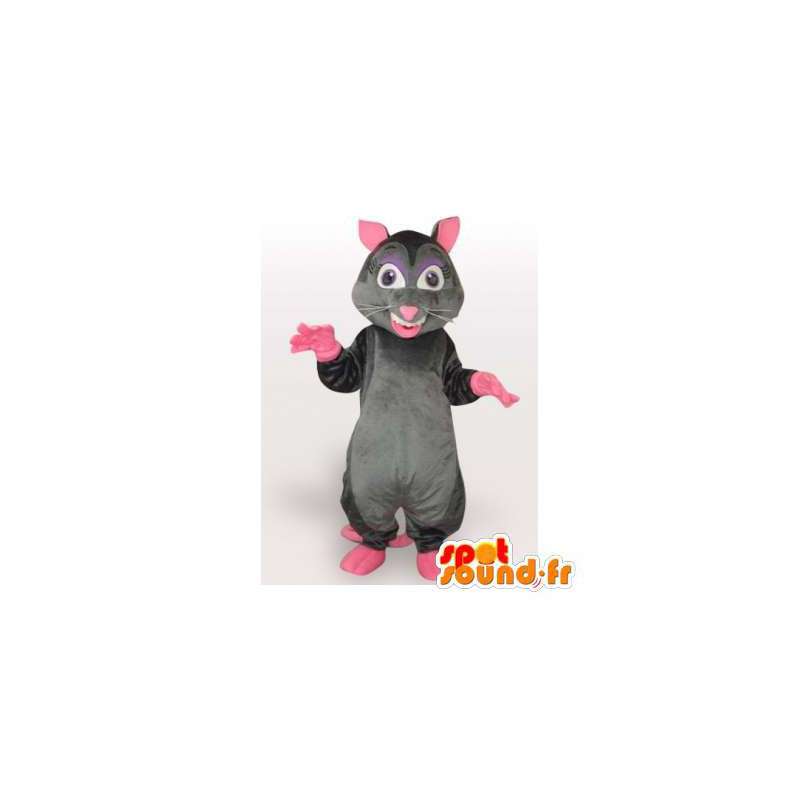Mascot rosa y gris rata. Rata de vestuario en Mascotas
