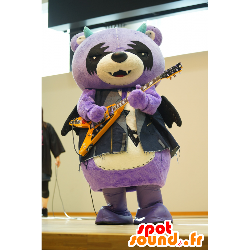 Purchase Akkuma mascot, bears purple, white and black, with black wings ...