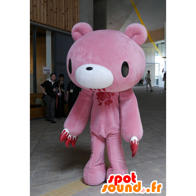 Purchase Mascot pink and white teddy bears, grizzly, with blood in Yuru ...