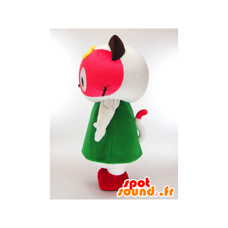 Purchase Popo-chan mascot, pink and white cat with a green dress in ...