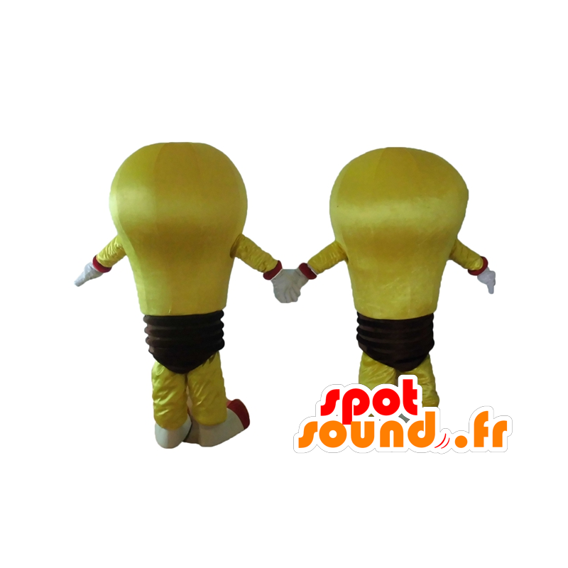 Koop Gele lamp mascotte en rode reus in mascottes Bulb Kleur ...