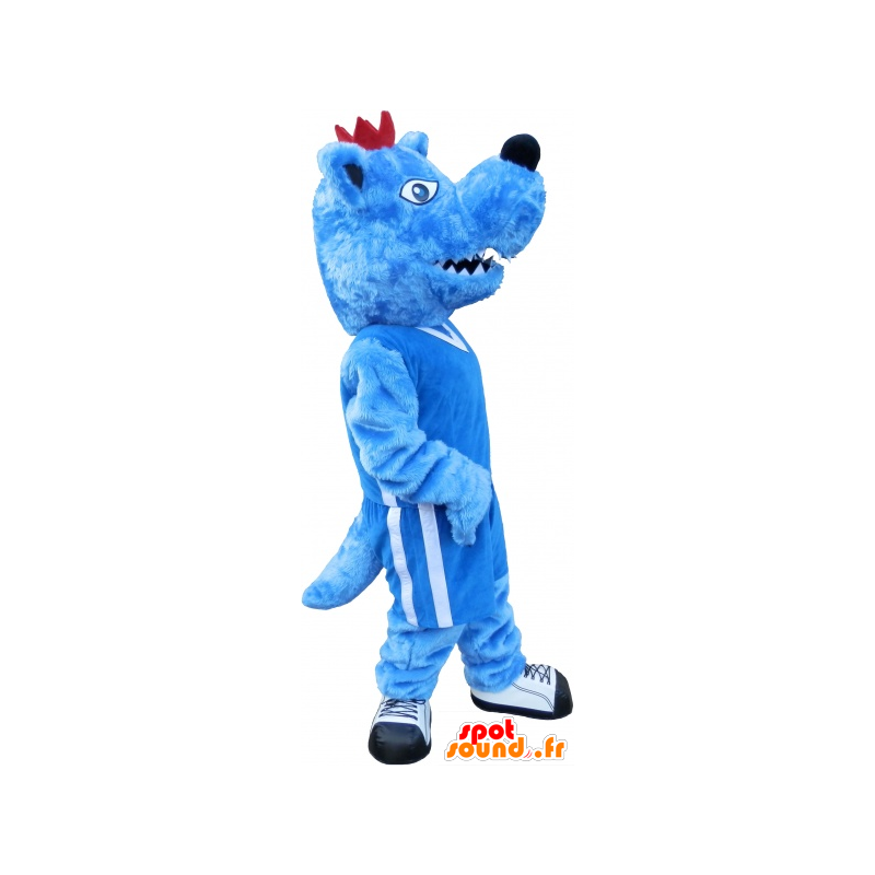 Purchase Blue and white dog mascot. blue animal mascot in Dog mascots