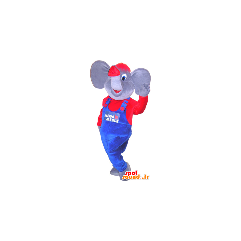 Purchase Mascot elephant gray, blue and yellow dress in Elephant ...