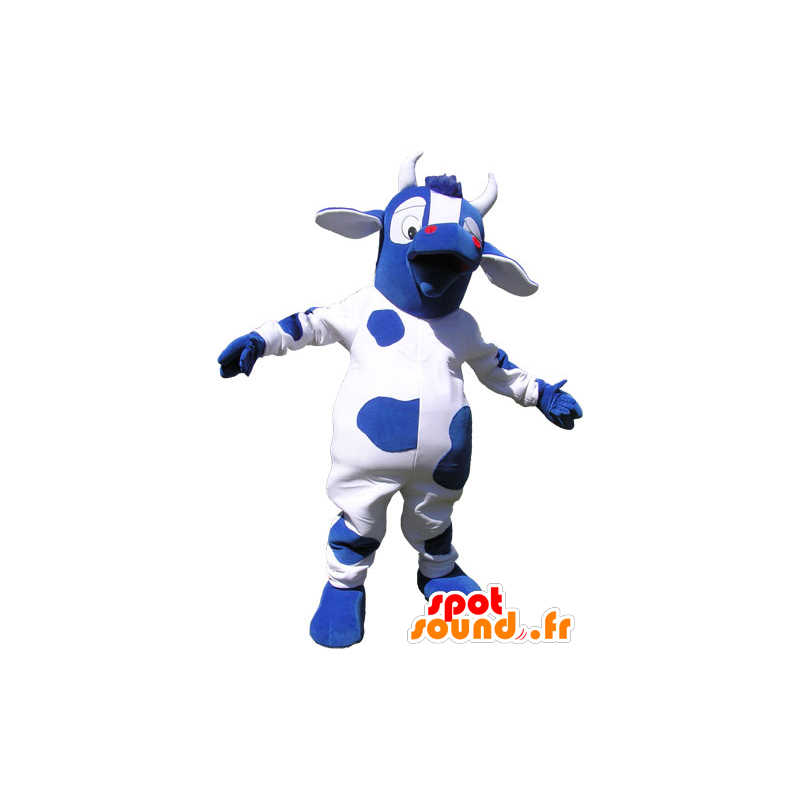 Purchase Blue and white cow mascot with big eyes in Mascot cow