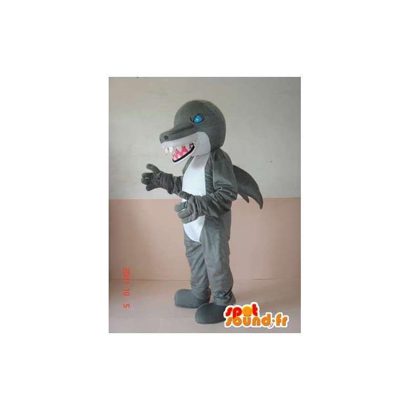 Purchase Wicked dinosaur mascot shark gray and white with blue eyes in ...