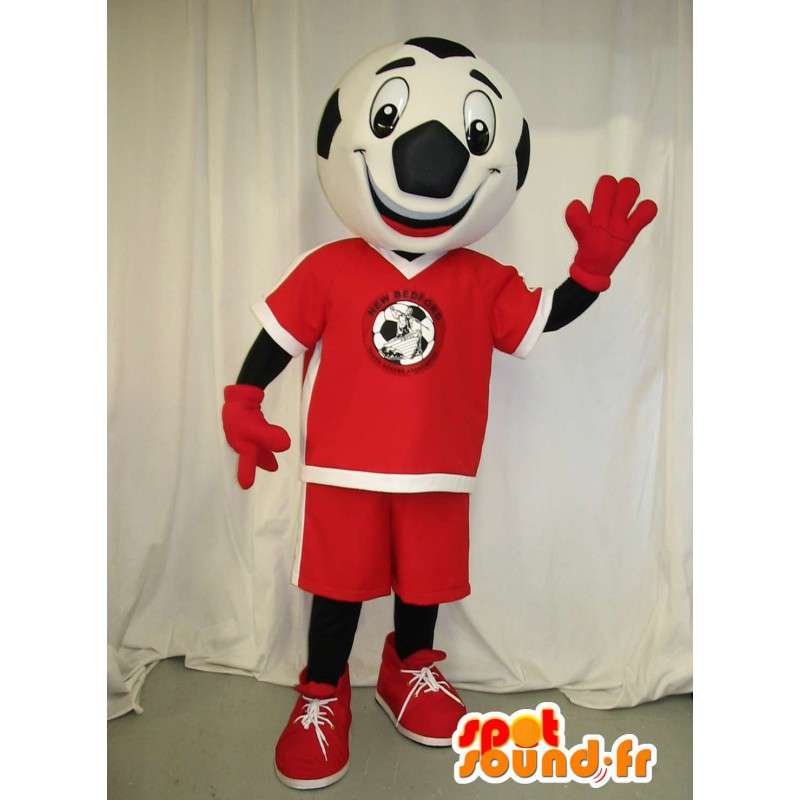 Mascotte à tête en forme de ballon de football habillé dans Mascotte ...